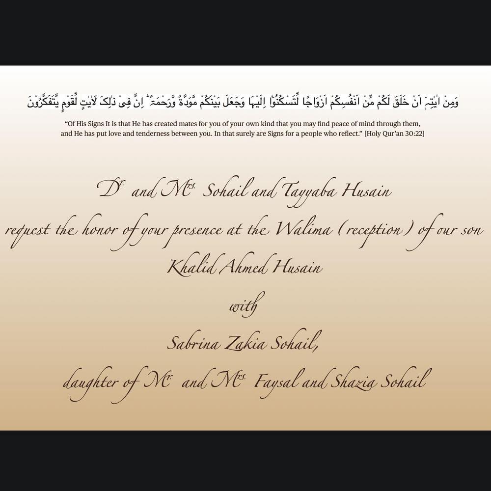 Khalid Husain and Sabrina Sohail's Wedding Website