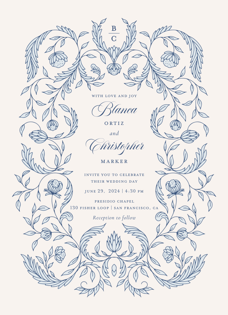 Loxley Portrait | Ice | Zola Wedding Invitations