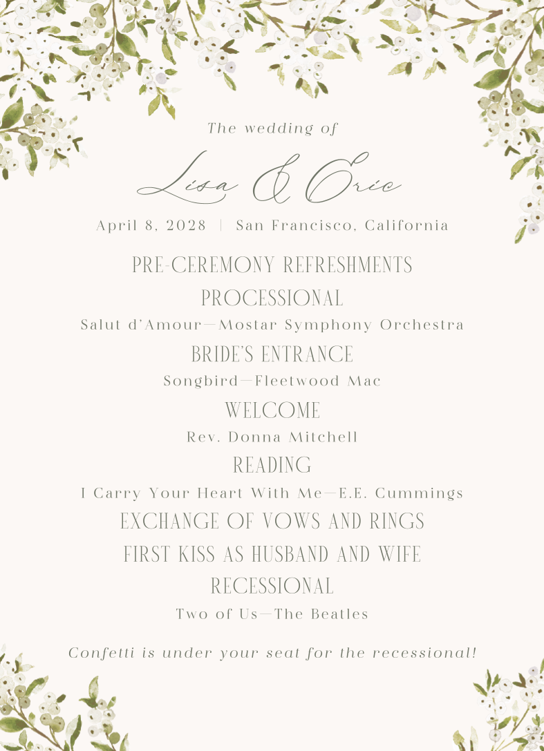 Allegra | Dark Sage | Zola Wedding Programs