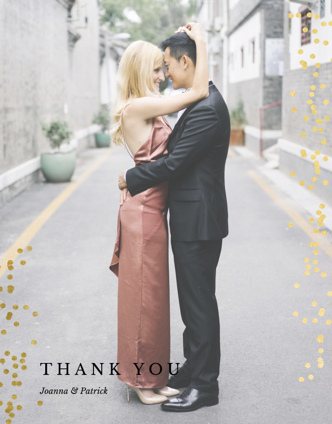Misty Photo Foil | Black | Zola Thank You Cards