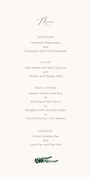 Zola Wedding Menus - Stanley