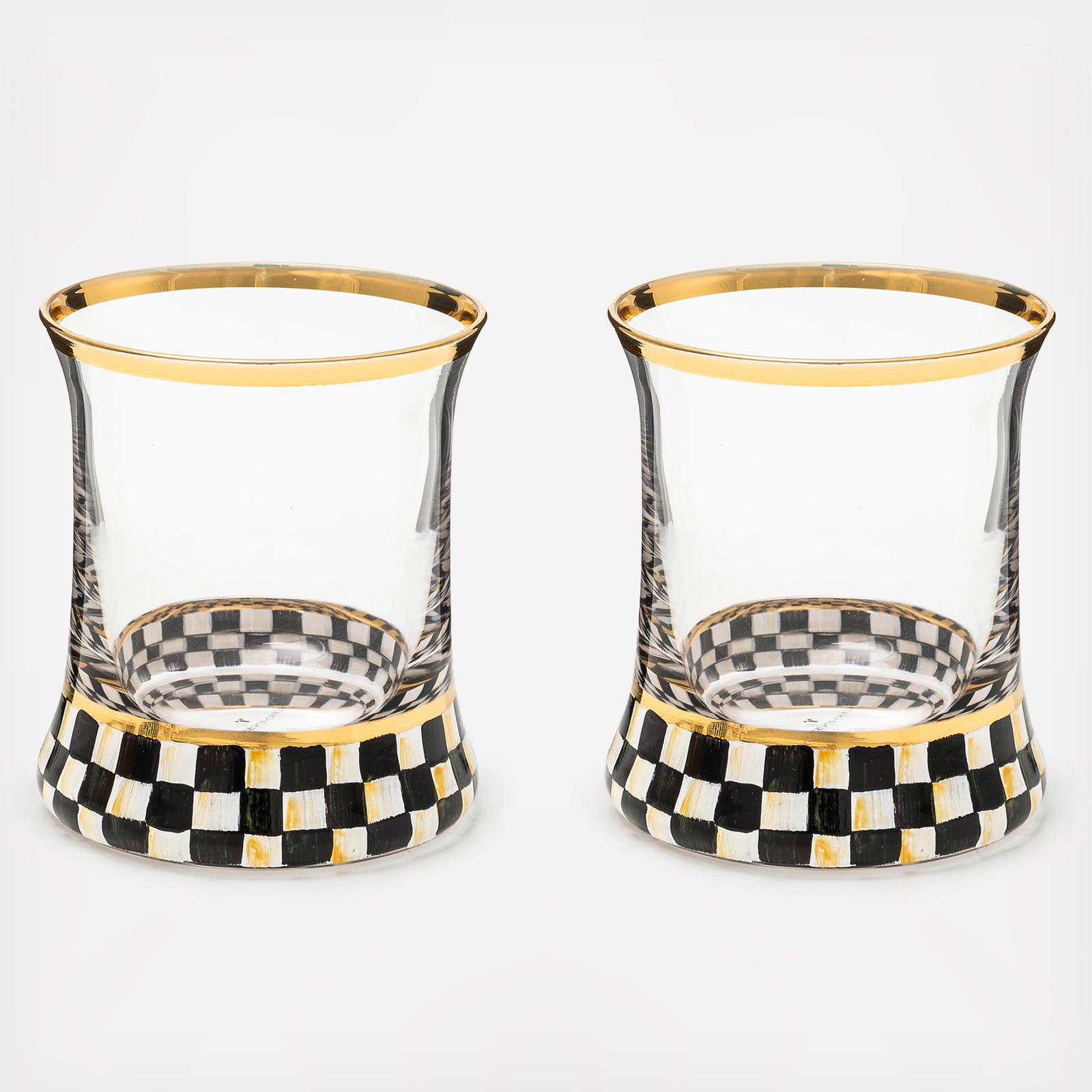 MacKenzie-Childs, Courtly Check Tumbler Glass, Set of 2 | Zola