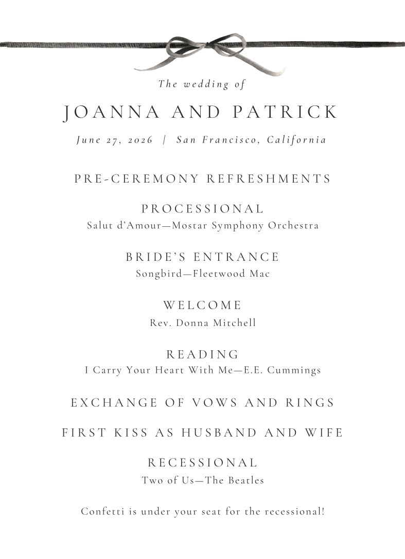 Brunate | White | Zola Wedding Programs
