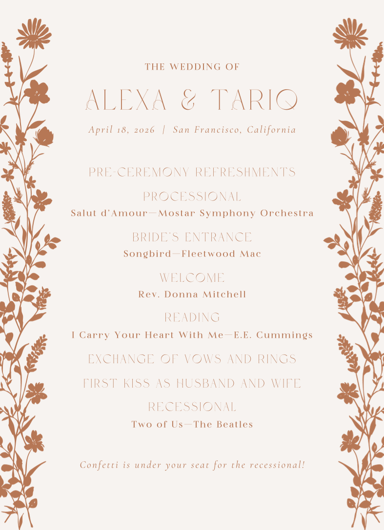 Gaia | Tuscany | Zola Wedding Programs