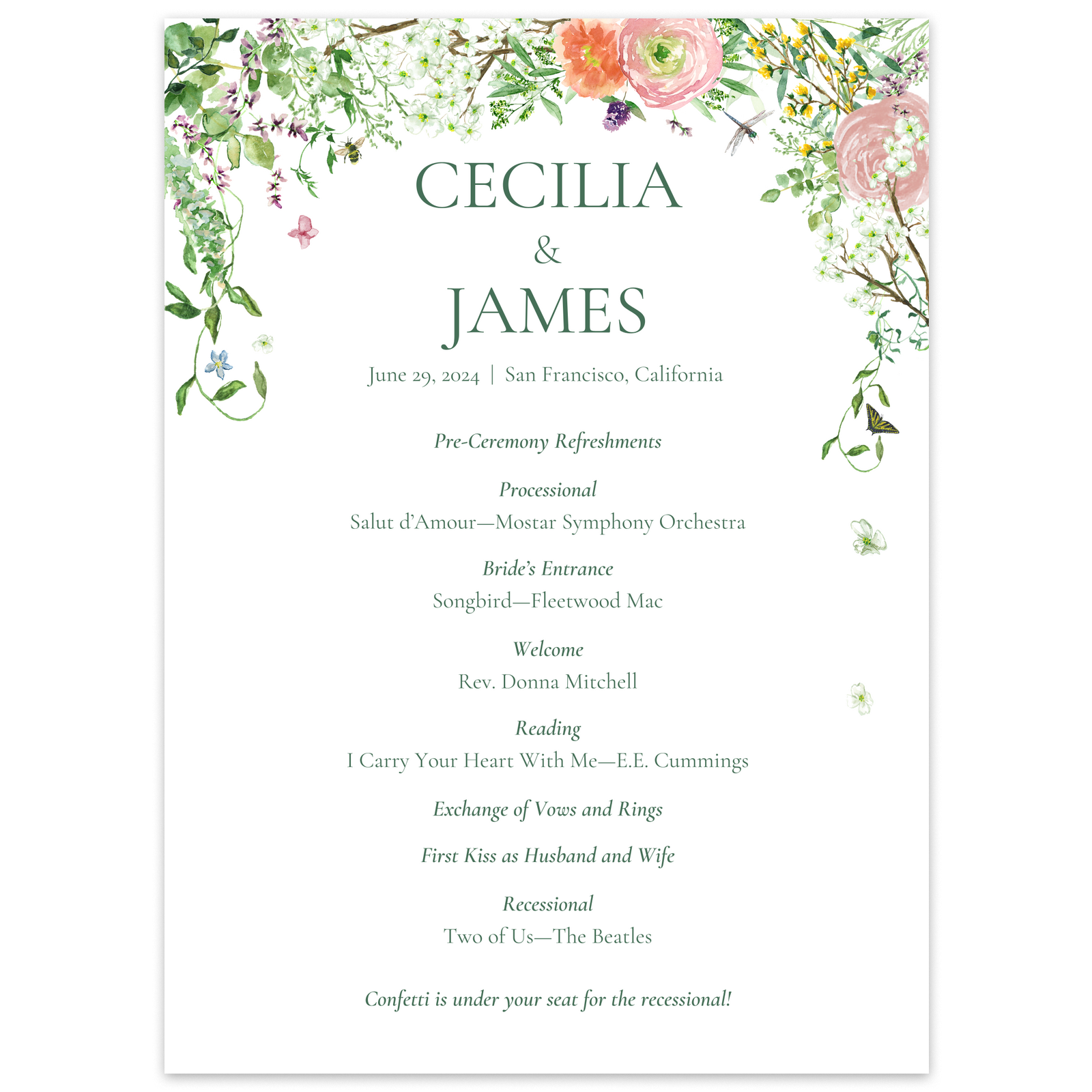 Zola Wedding Programs - Rosalind
