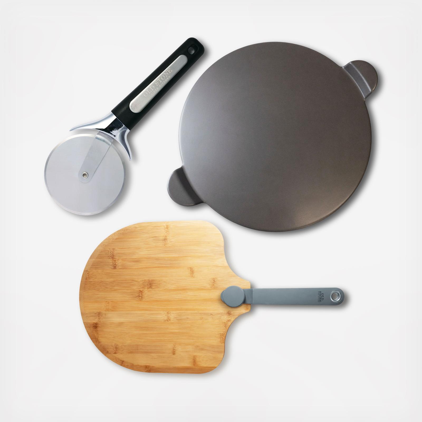 Old Stone Pizza Kitchen, Glazed 3-Piece Pizza Stone Set | Zola