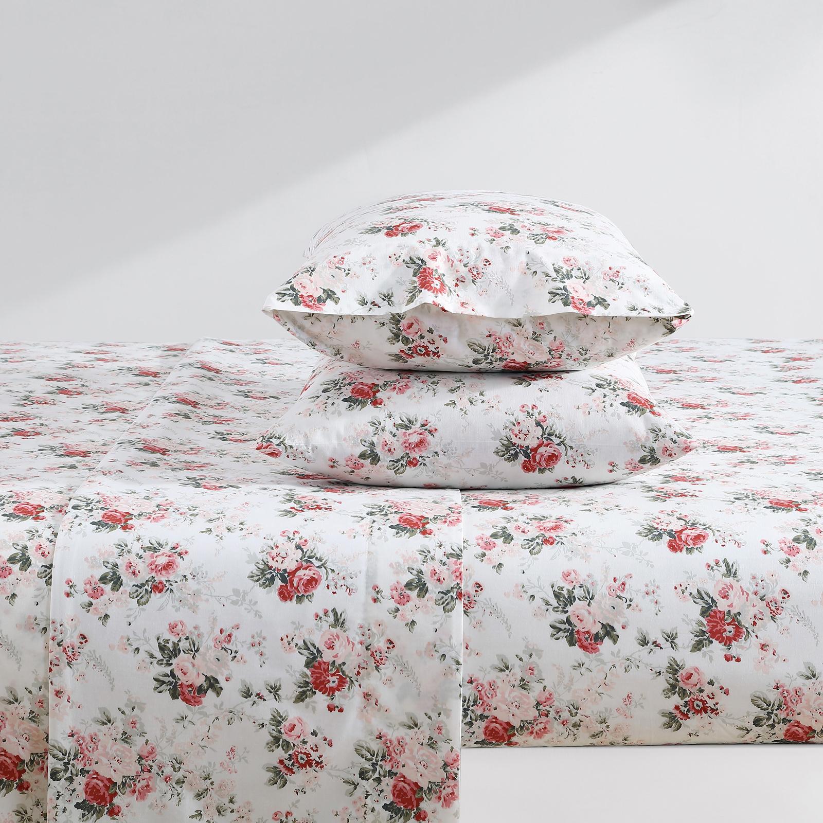 Laura Ashley, Ashfield Cotton Percale 4-Piece Sheet Set | Zola