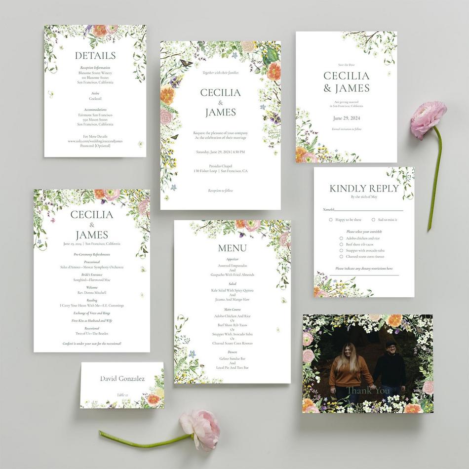 Rosalind Portrait | White | Zola Wedding Invitations