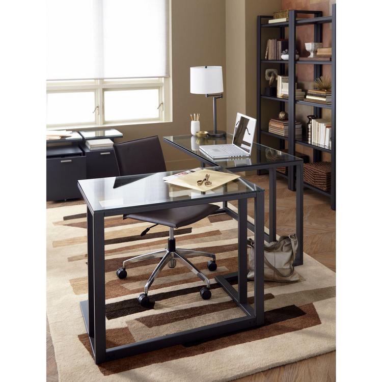 Pilsen graphite corner desk with walnut top store