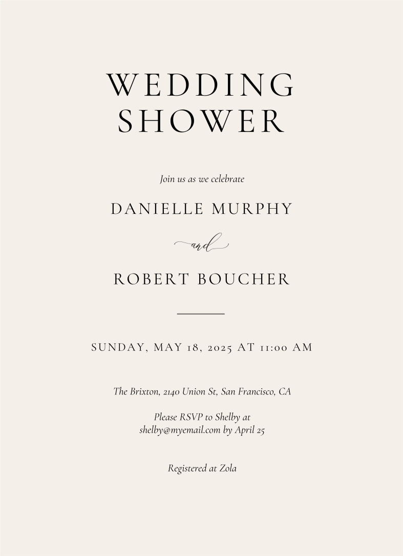 Barnell Portrait | Linen | Zola Wedding & Bridal Shower Invitations