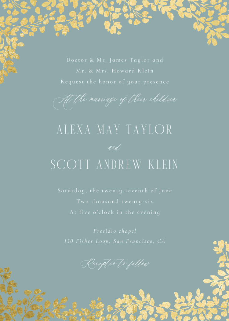 Calla Classic Foil | Blue Sage | Zola Wedding Invitations