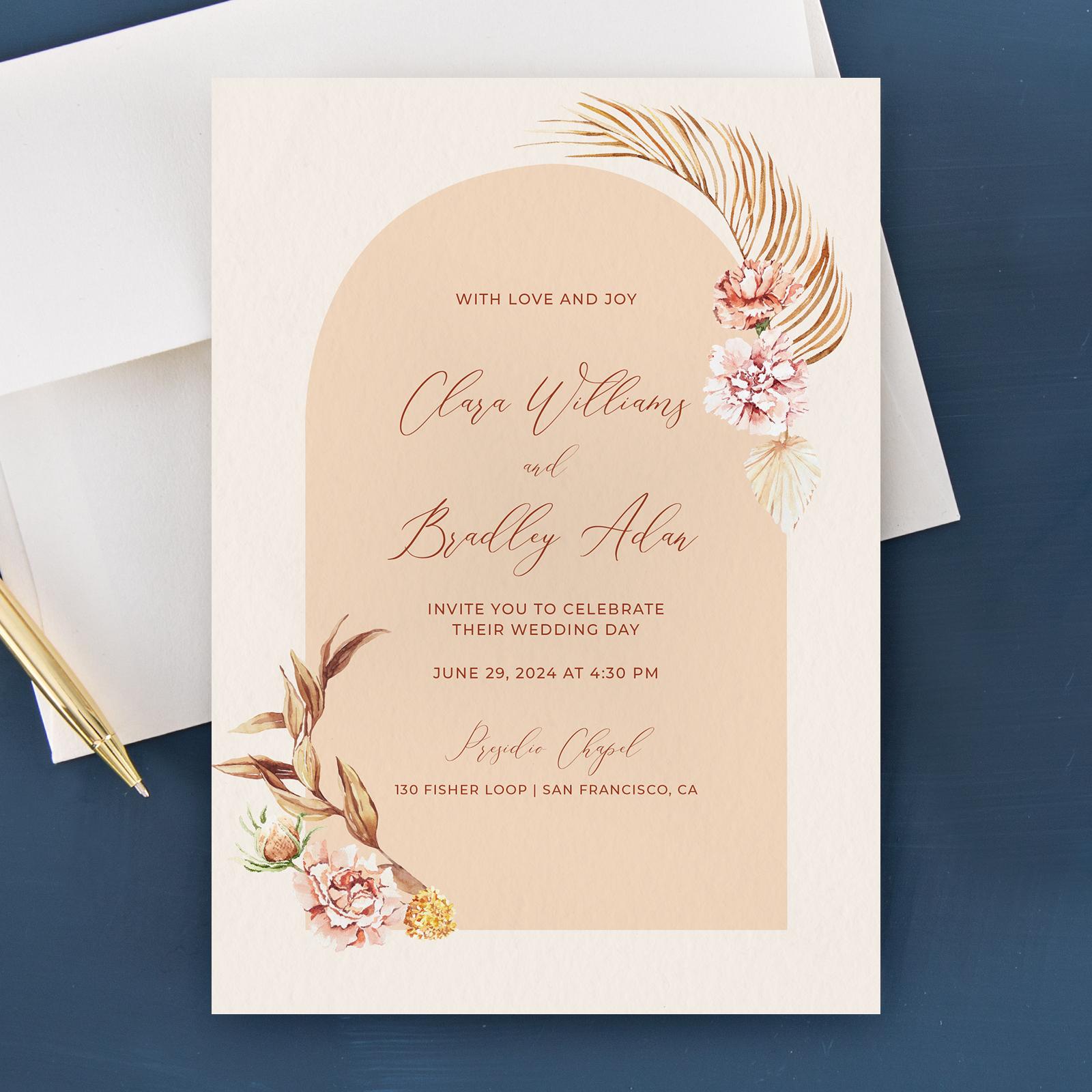 Zola Wedding Invitations - Caoba Portrait