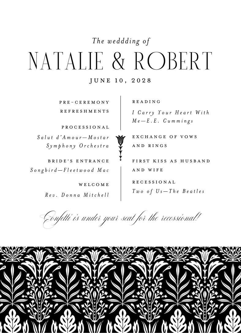 Halina Letterpress | Black | Zola Wedding Programs