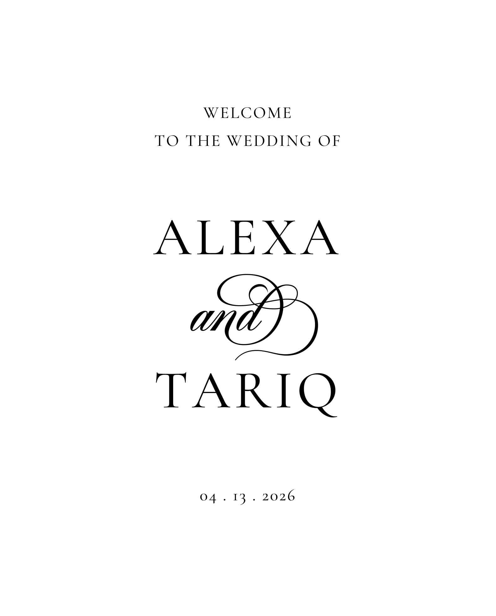 Elegant Duo Portrait | White | Zola Wedding Signs