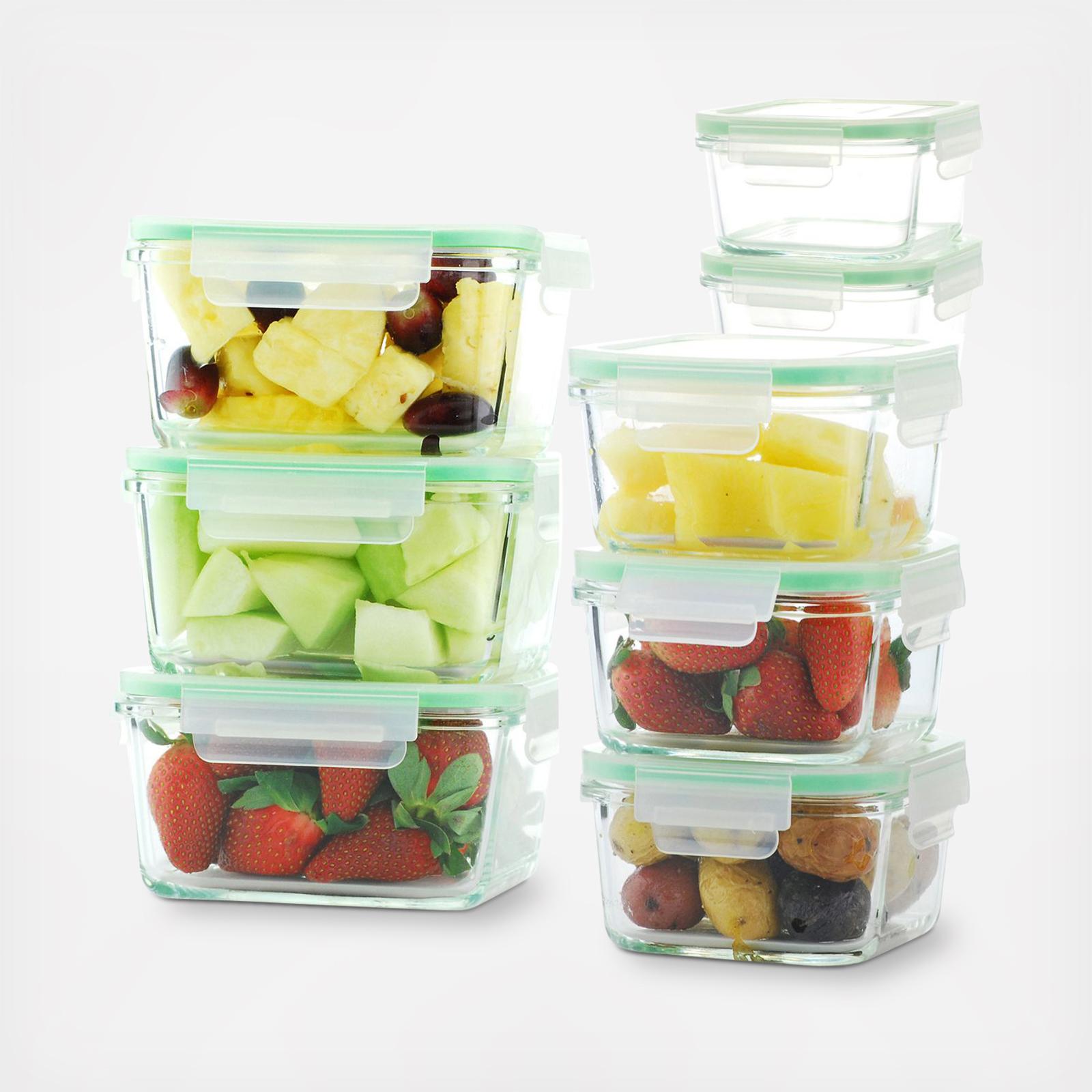 Kinetic GoGreen, Glassworks 16-Piece Square 18 oz. Food Container Set ...