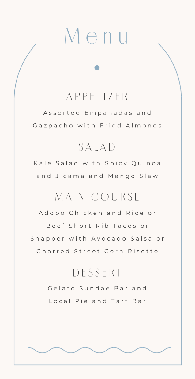 Suzi | Dusty Blue | Zola Wedding Menus