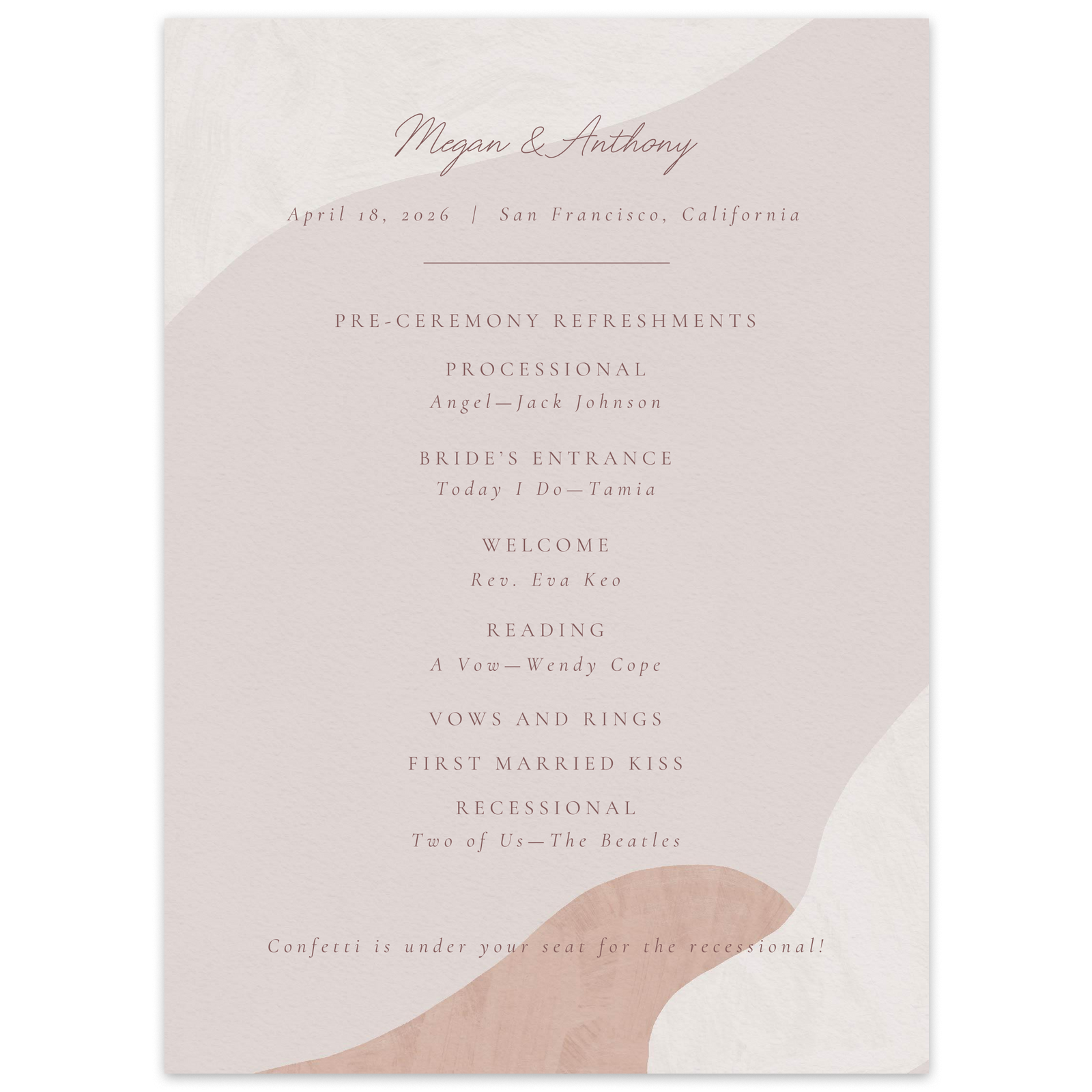 Zola Wedding Programs - Madrid