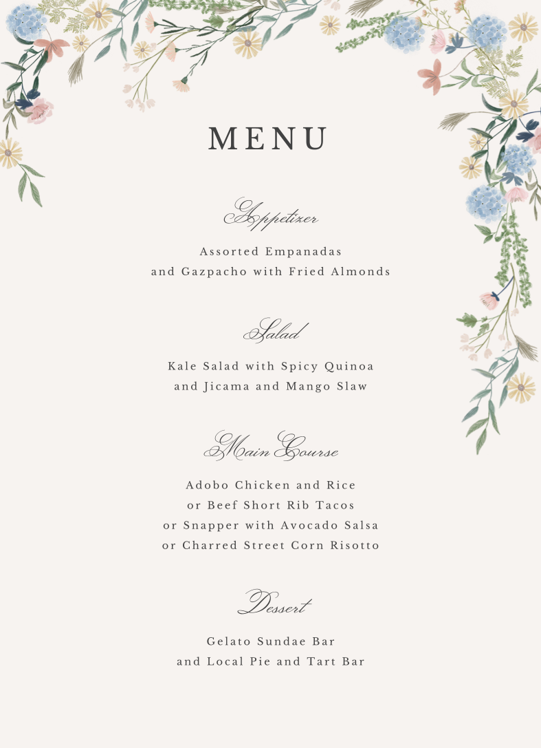 Laurelwood | Light Oatmeal | Zola Wedding Menus