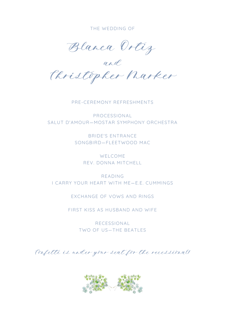 Anacapa | Blue | Zola Wedding Programs