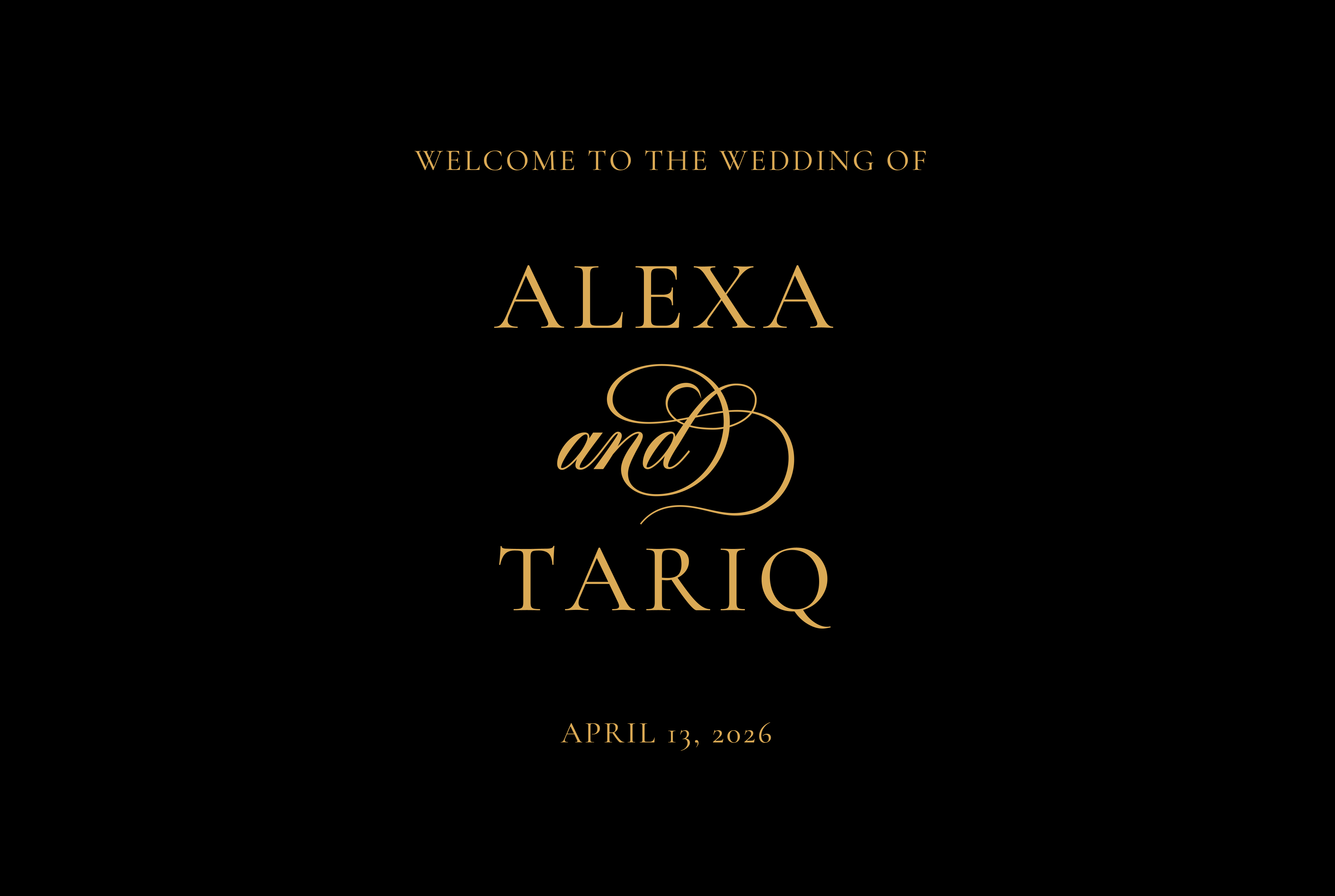 Elegant Duo Landscape | Black | Zola Wedding Signs