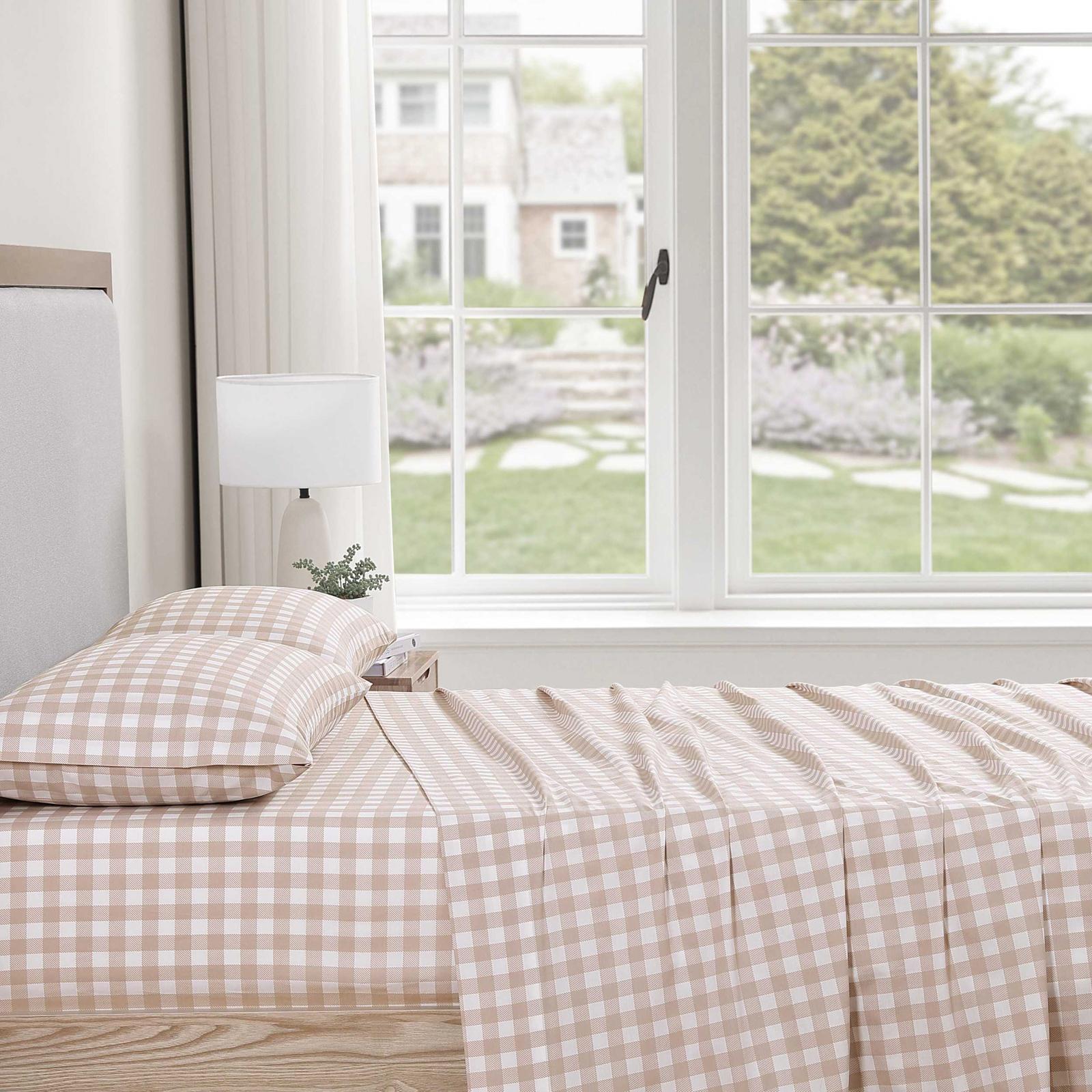 Stone Cottage, Cottage Check Cotton Percale 4-Piece Sheet Set | Zola