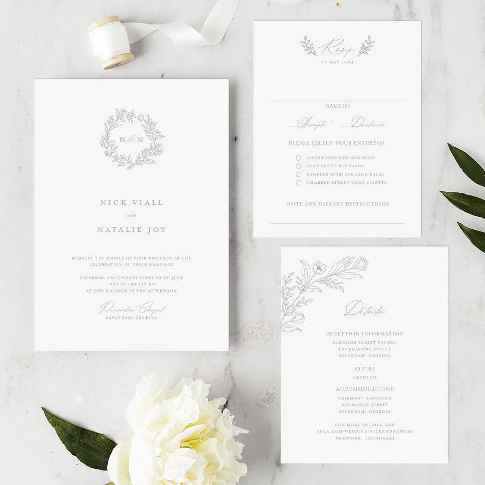 Viall Classic Letterpress | Oatmeal | Zola Wedding Invitations