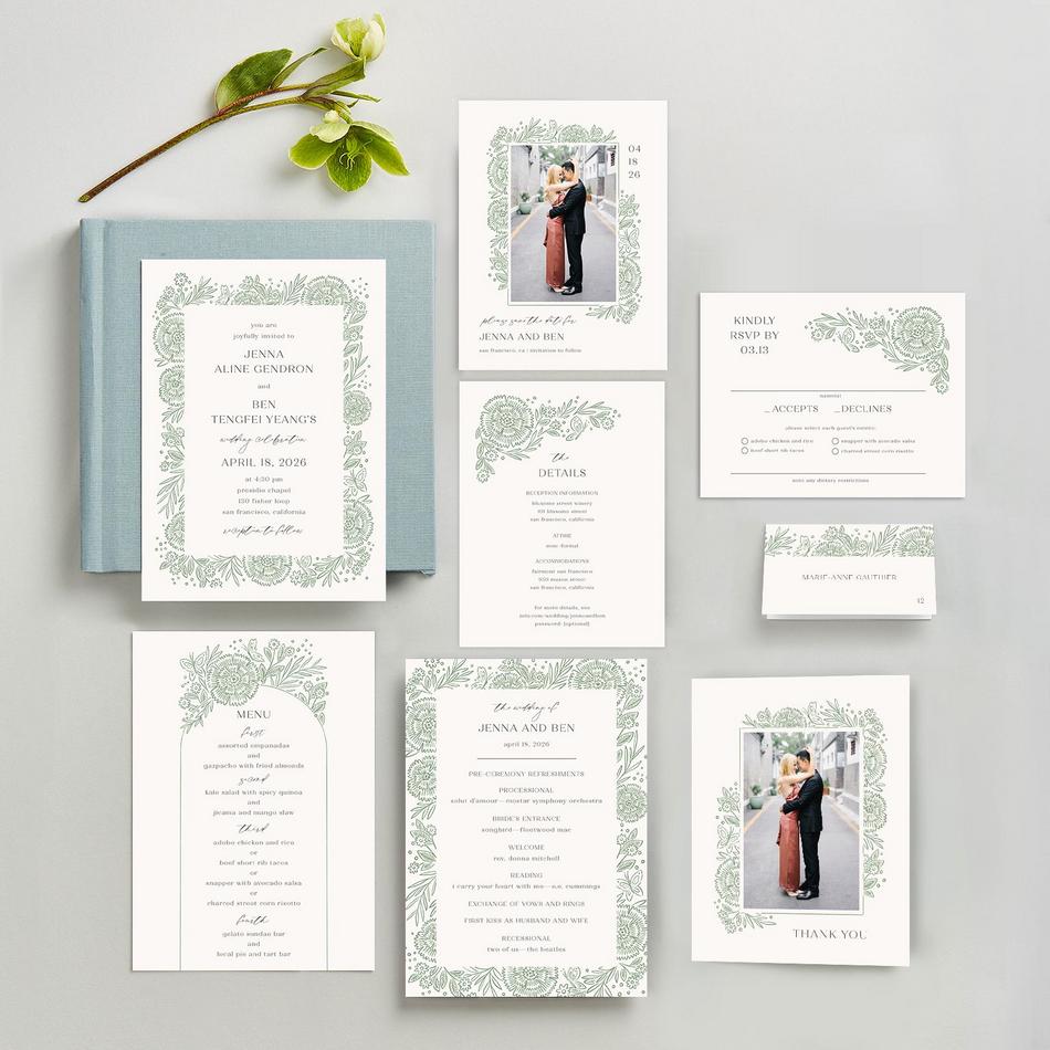 Keita Frame | Bright Sage | Zola Wedding Invitations