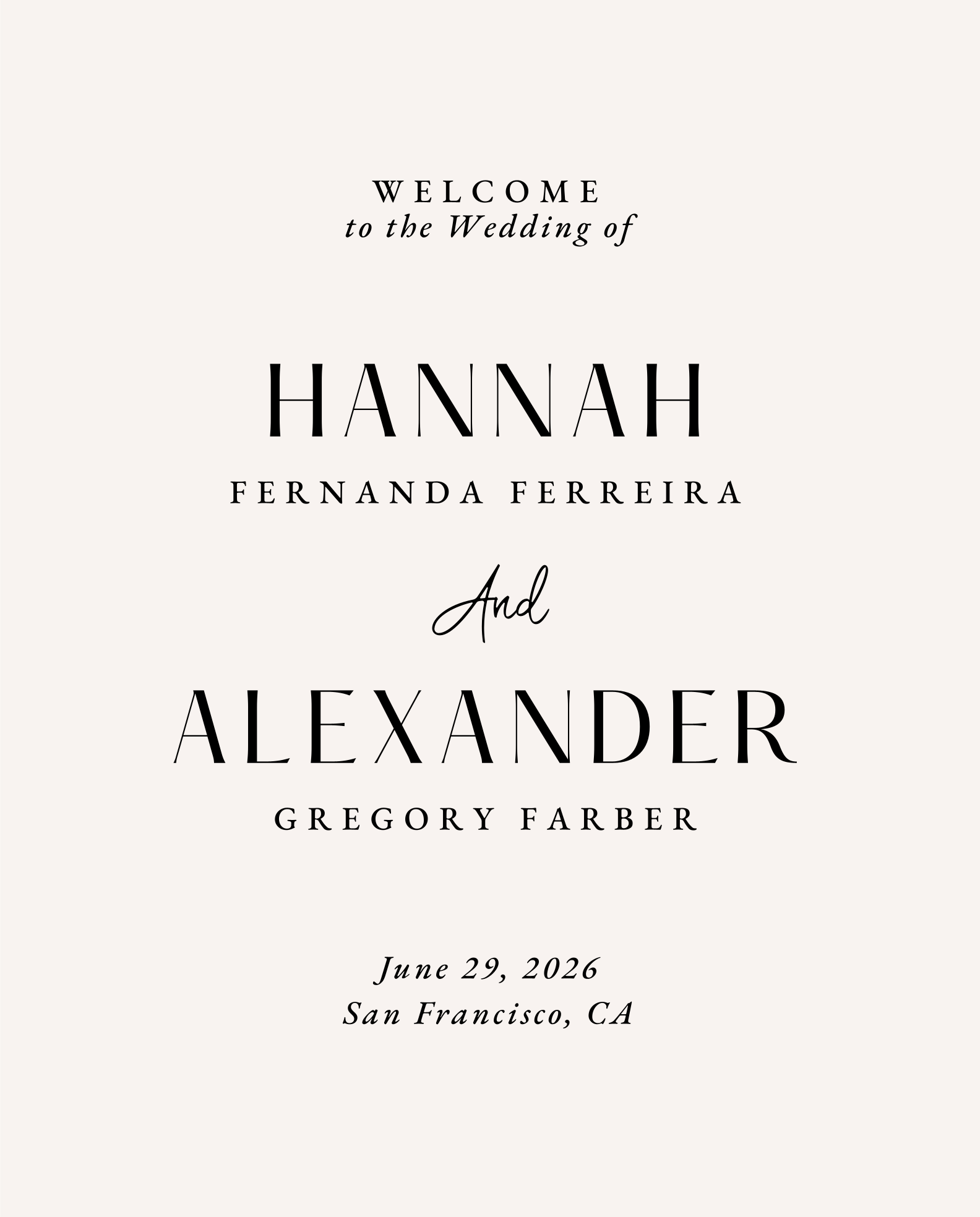 Milford Portrait | Light Oatmeal | Zola Wedding Signs