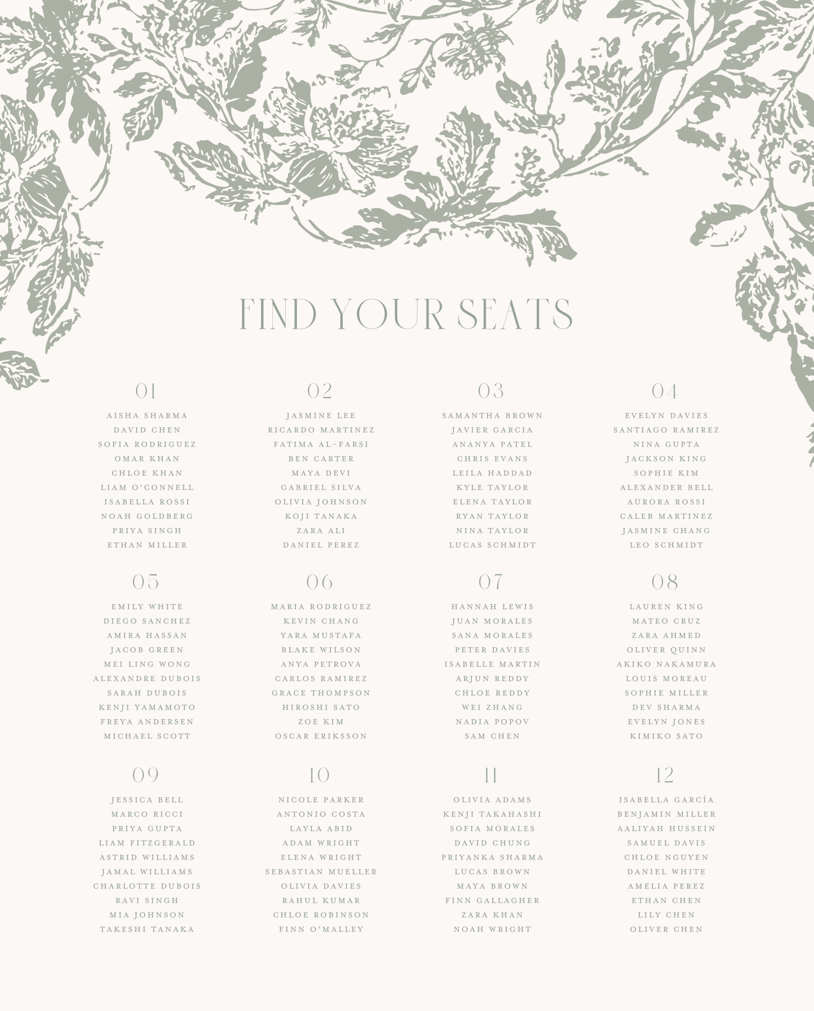 Treviso Seating Chart | Pale Sage | Zola Wedding Signs