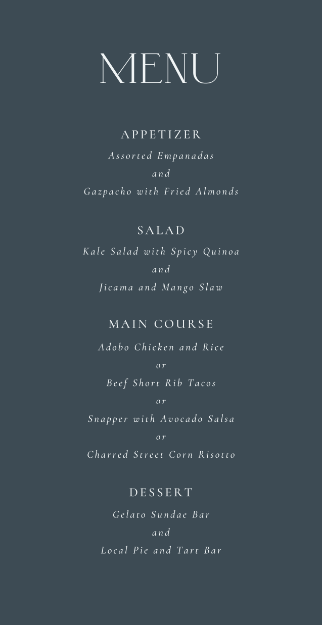 Zola Wedding Menus - Piccola
