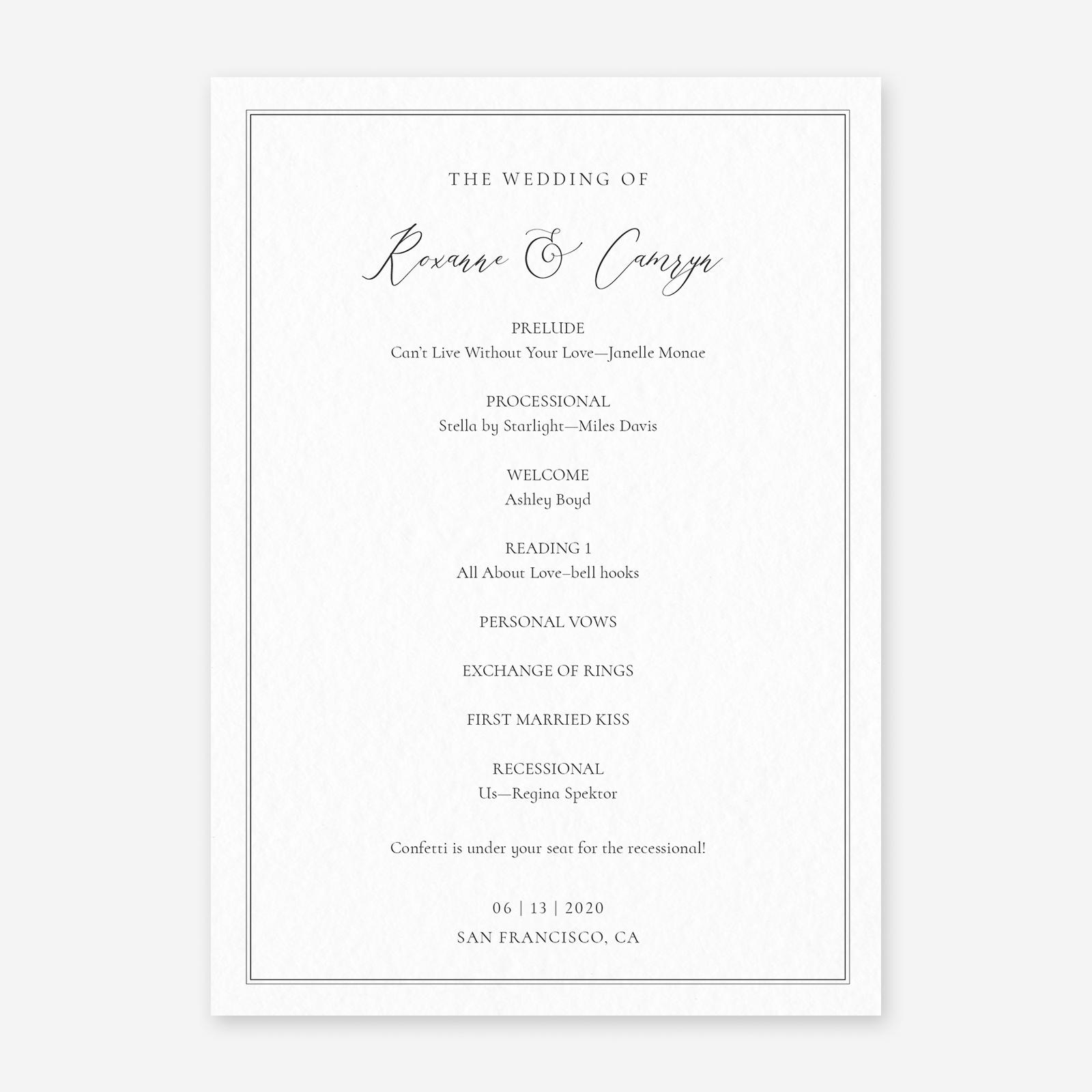 Zola Wedding Programs - Novela