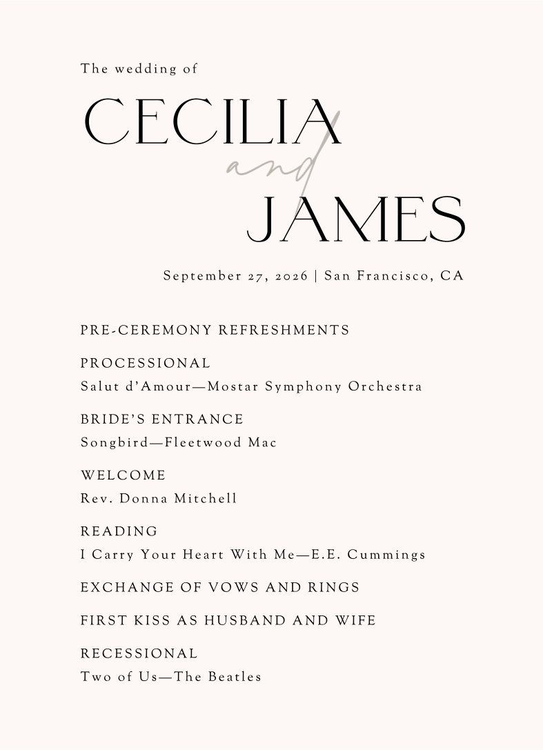 Zola Wedding Programs - Santiago