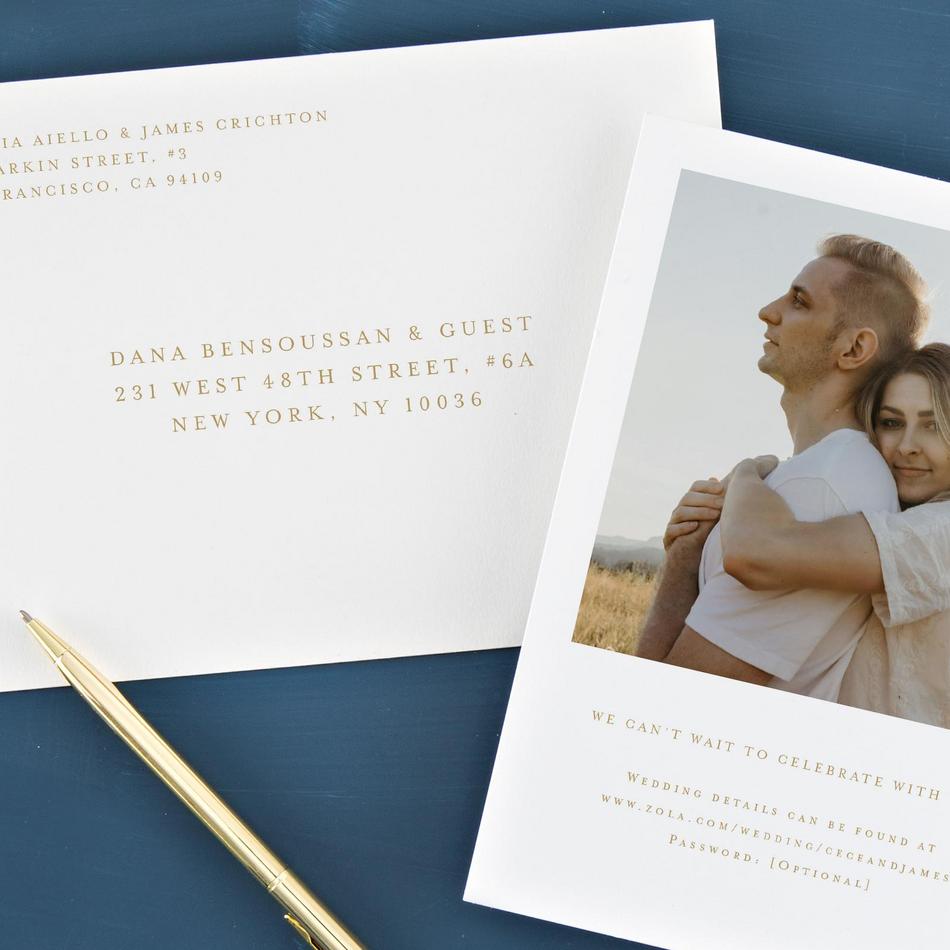 Santini Portrait Foil | White | Zola Wedding Invitations