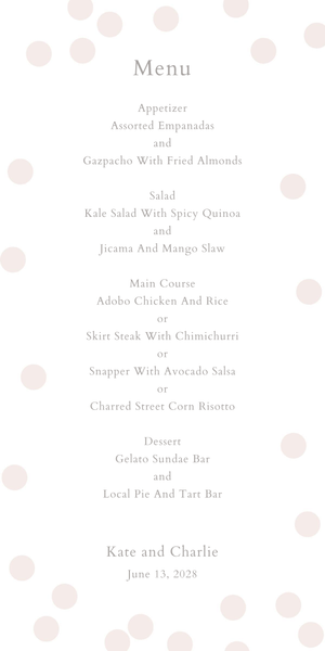 Interstellar | Cream | Zola Wedding Menus