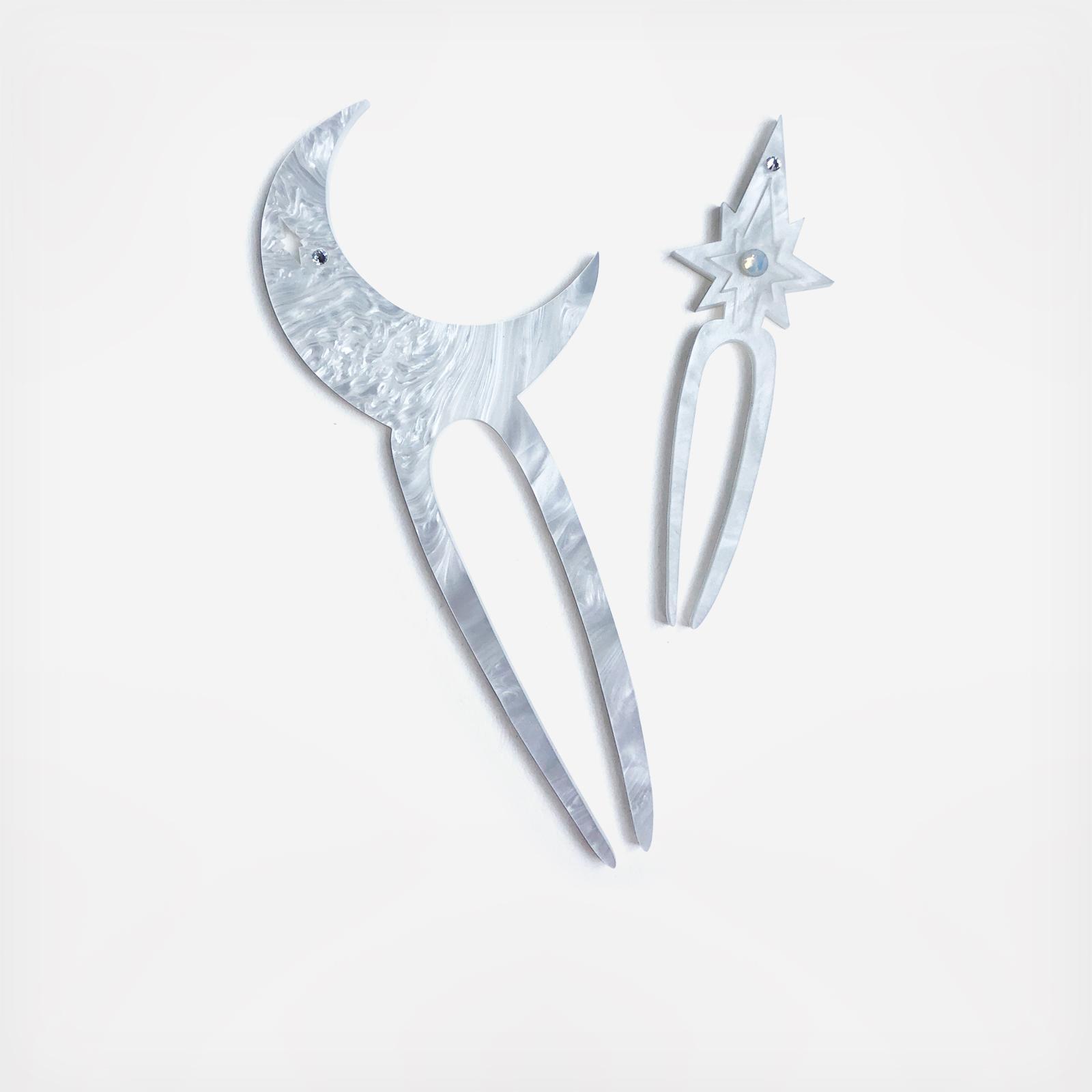 Hushed Commotion, Starry Night Hair Pins - Zola