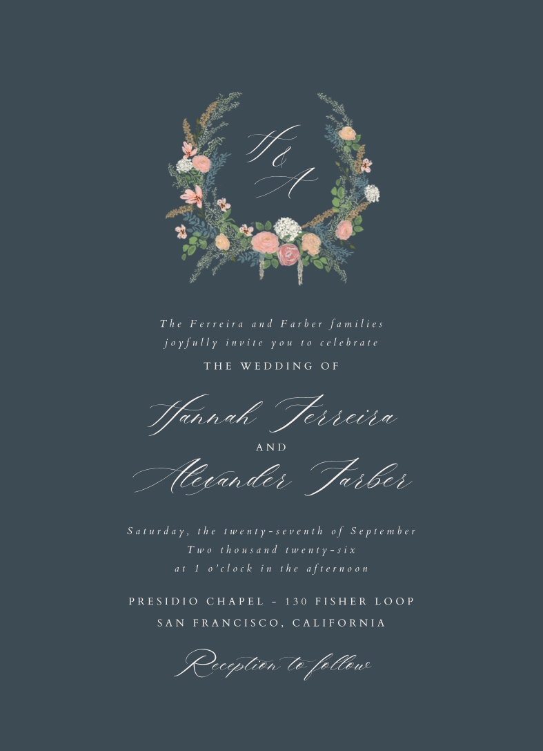 Dinan Classic | Dark Gray Blue | Zola Wedding Invitations