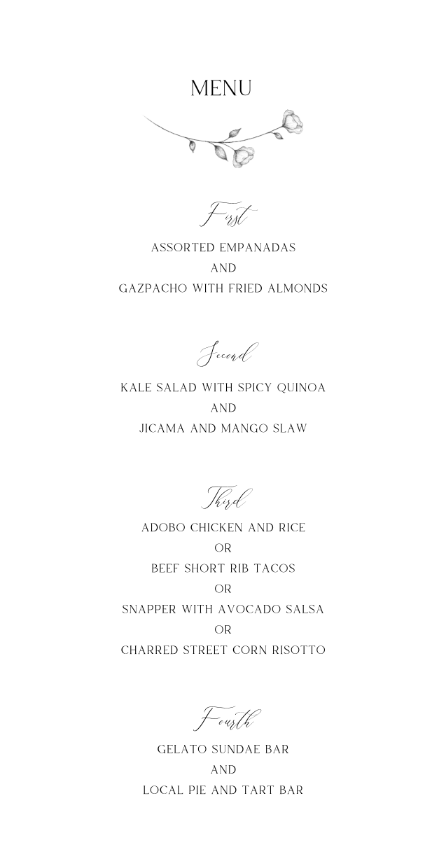 Zola Wedding Menus - Luana