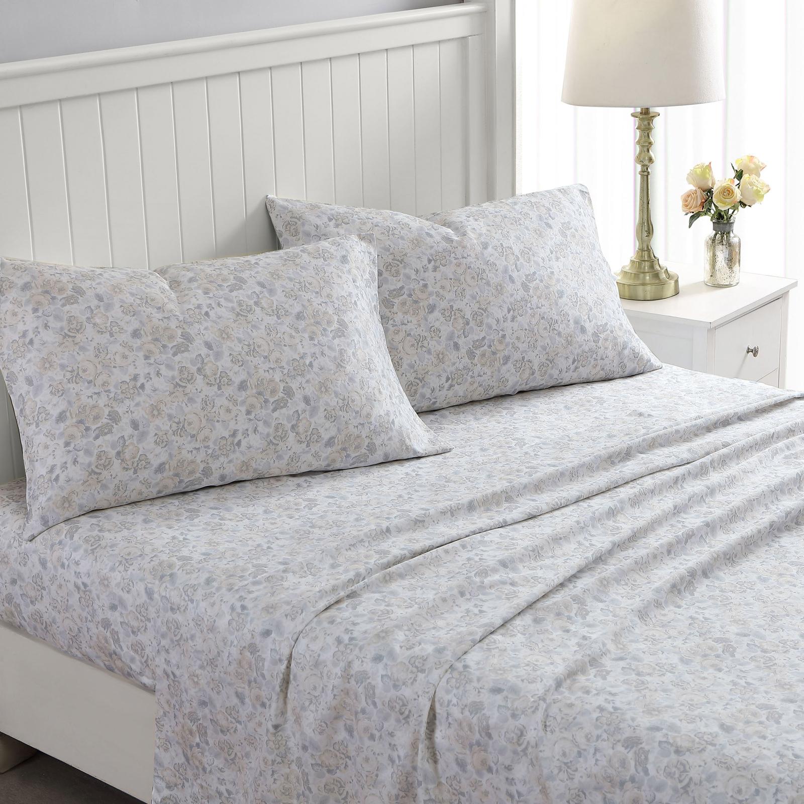 Laura Ashley, Quartet 300-TC Cotton Sateen 4-Piece Sheet Set | Zola