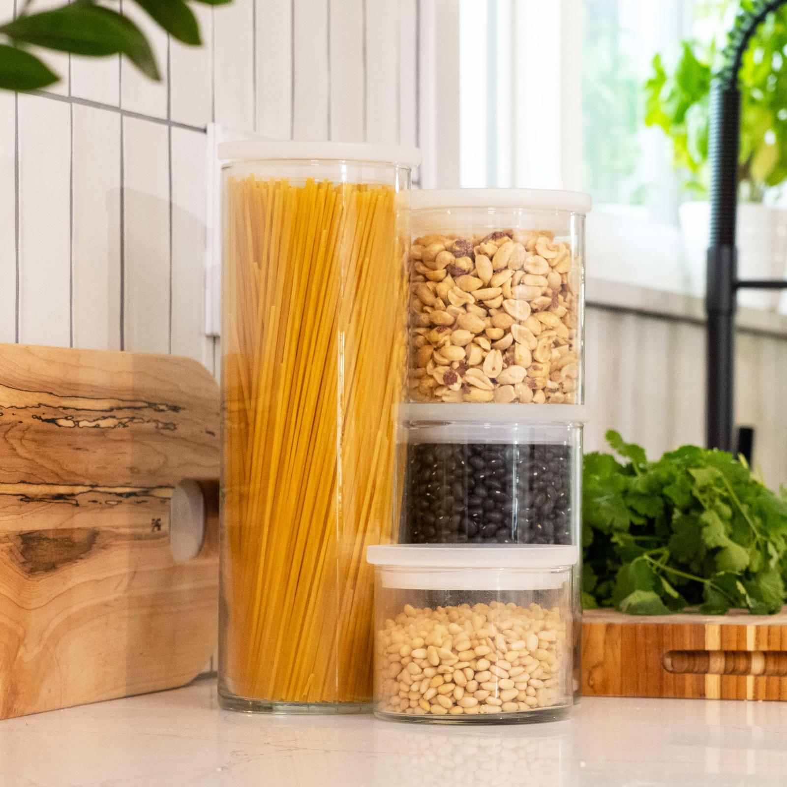 Libbey, Stacking Cylinder 4-Piece Assorted Jar Set with Lids | Zola