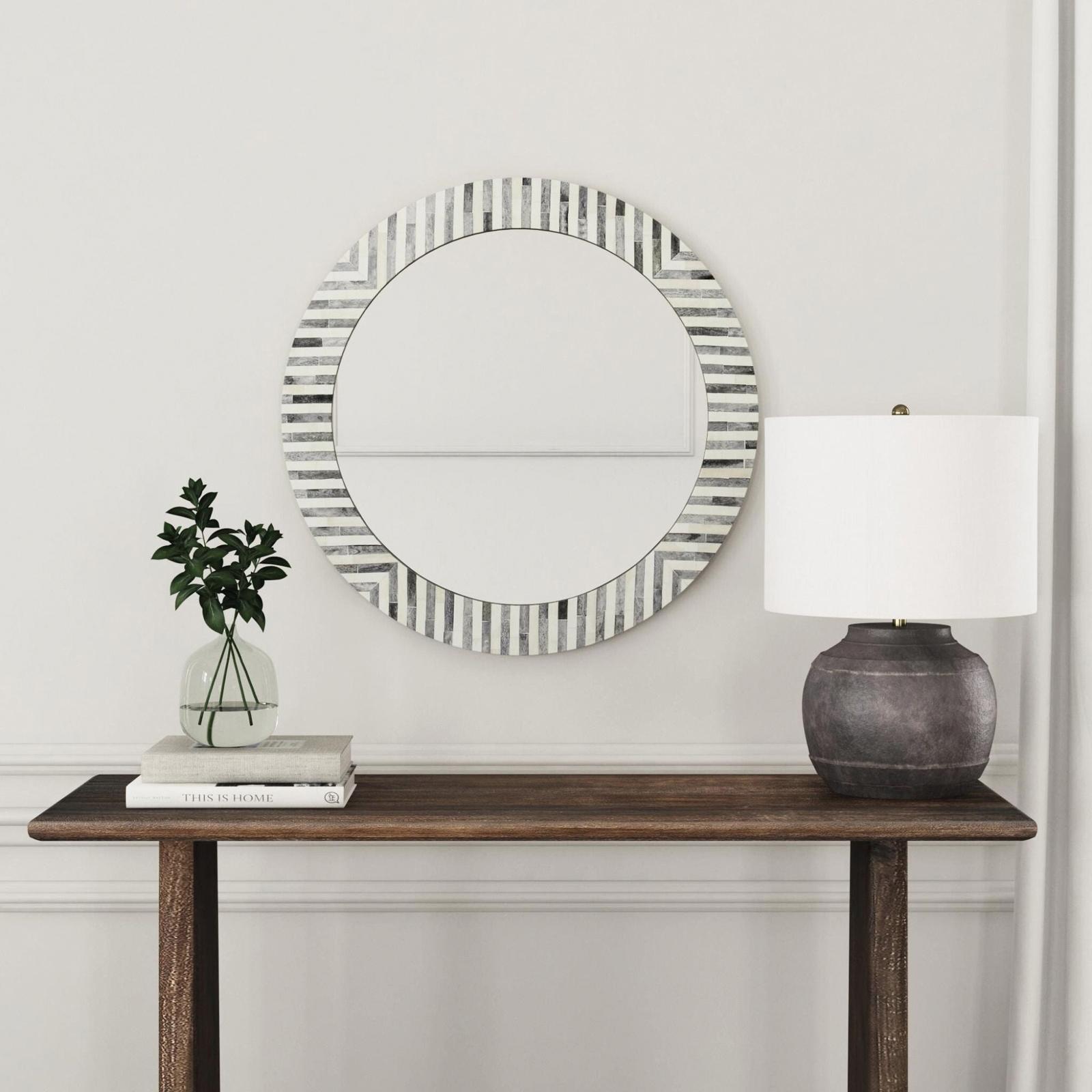 East at Main, Aurora Round Bone Mirror | Zola