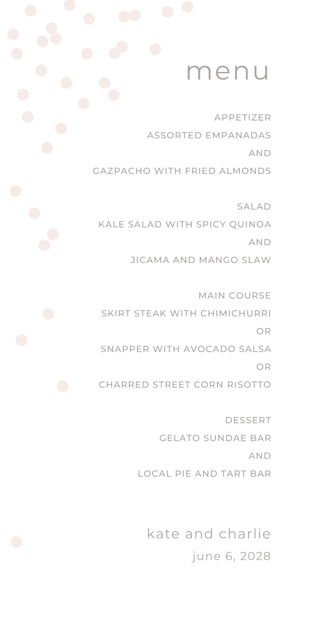 Interstellar Edge | Cream | Zola Wedding Menus