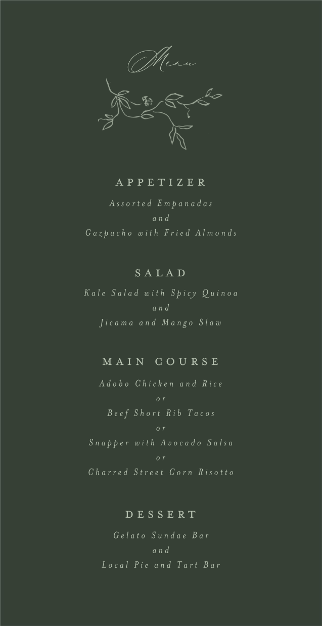 Zola Wedding Menus - Sequoia