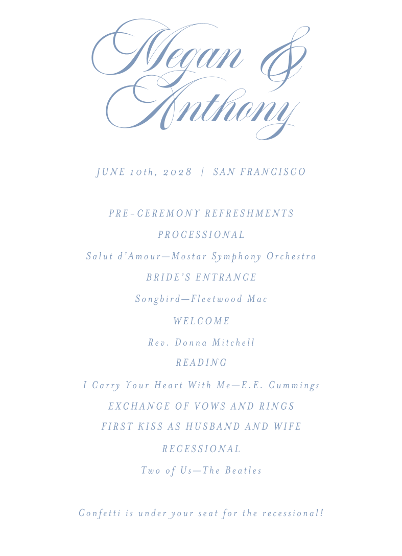 Jessenia | Denim Blue | Zola Wedding Programs