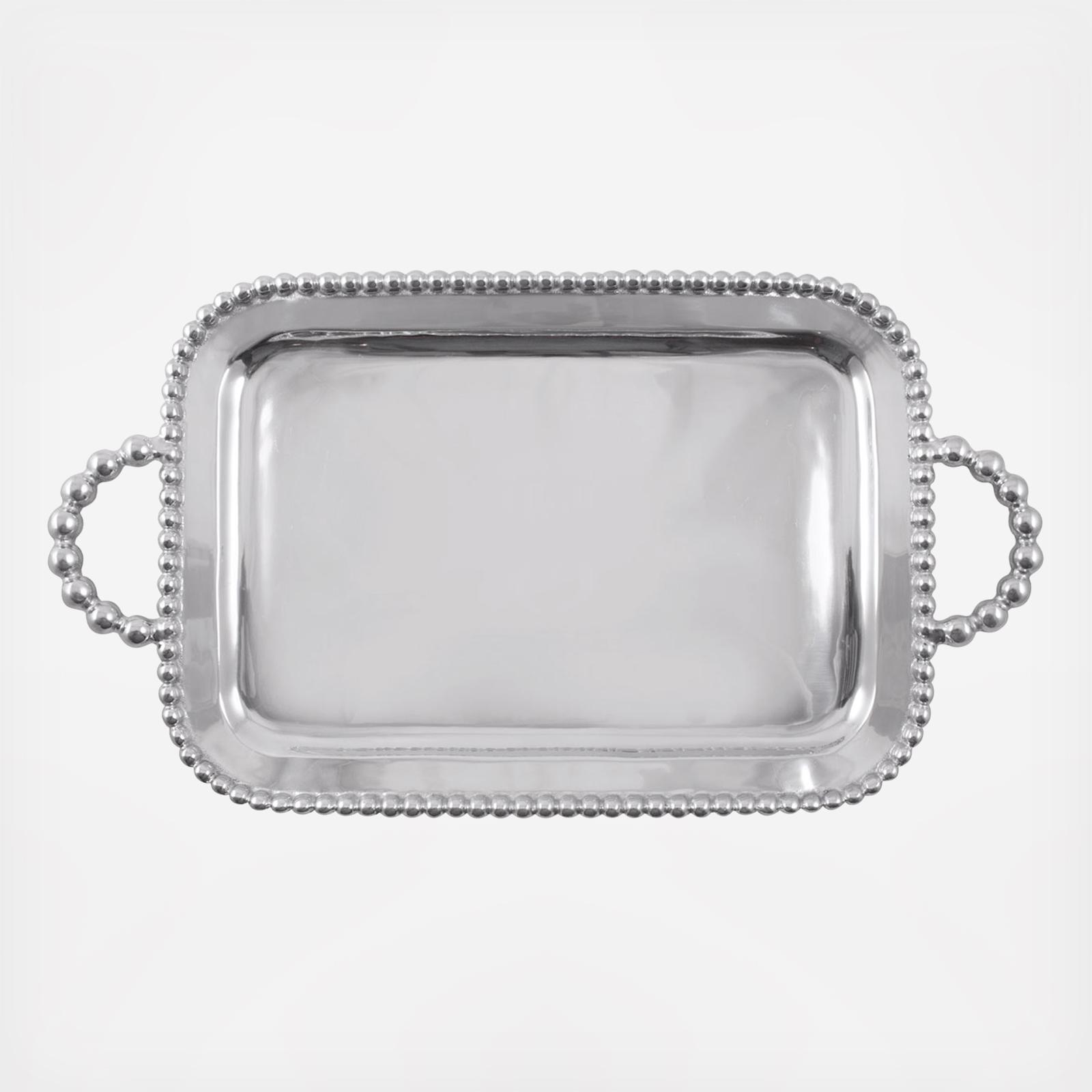 Mariposa, Personalized Pearled Large Handled Service Tray - Zola