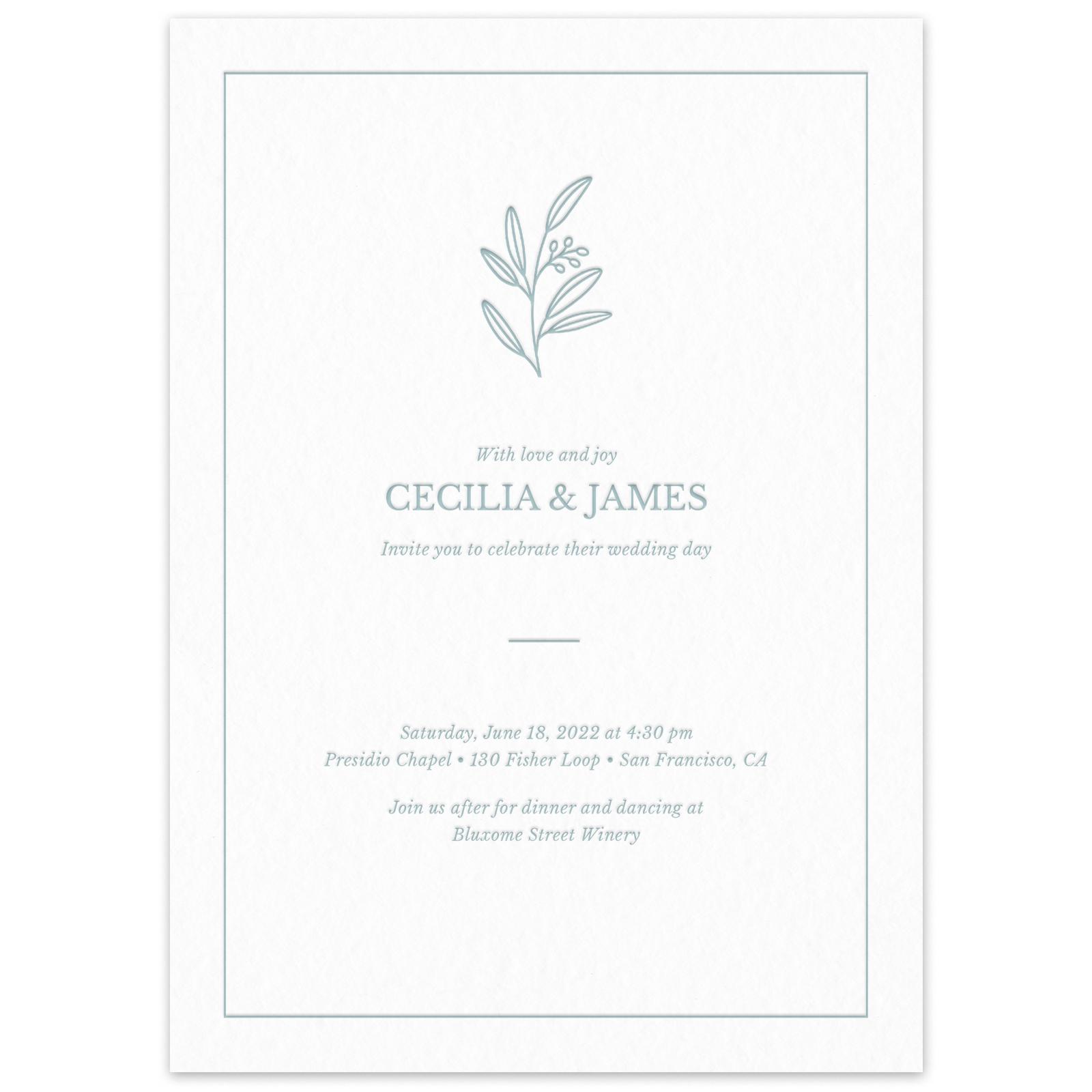 Zola Invites + Paper, Invitation - Norcross Stamp Letterpress Single ...