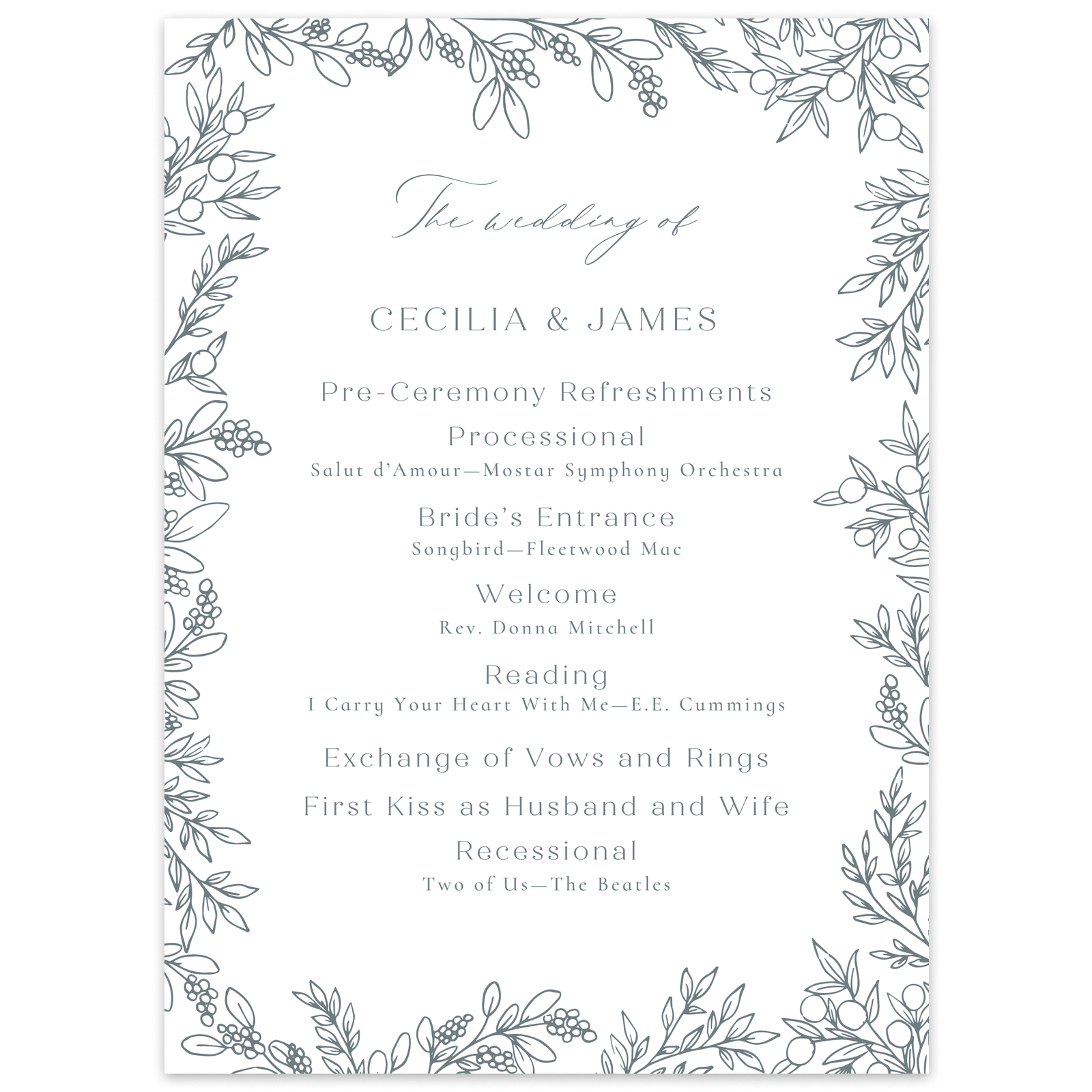 Zola Wedding Programs - Vinehall