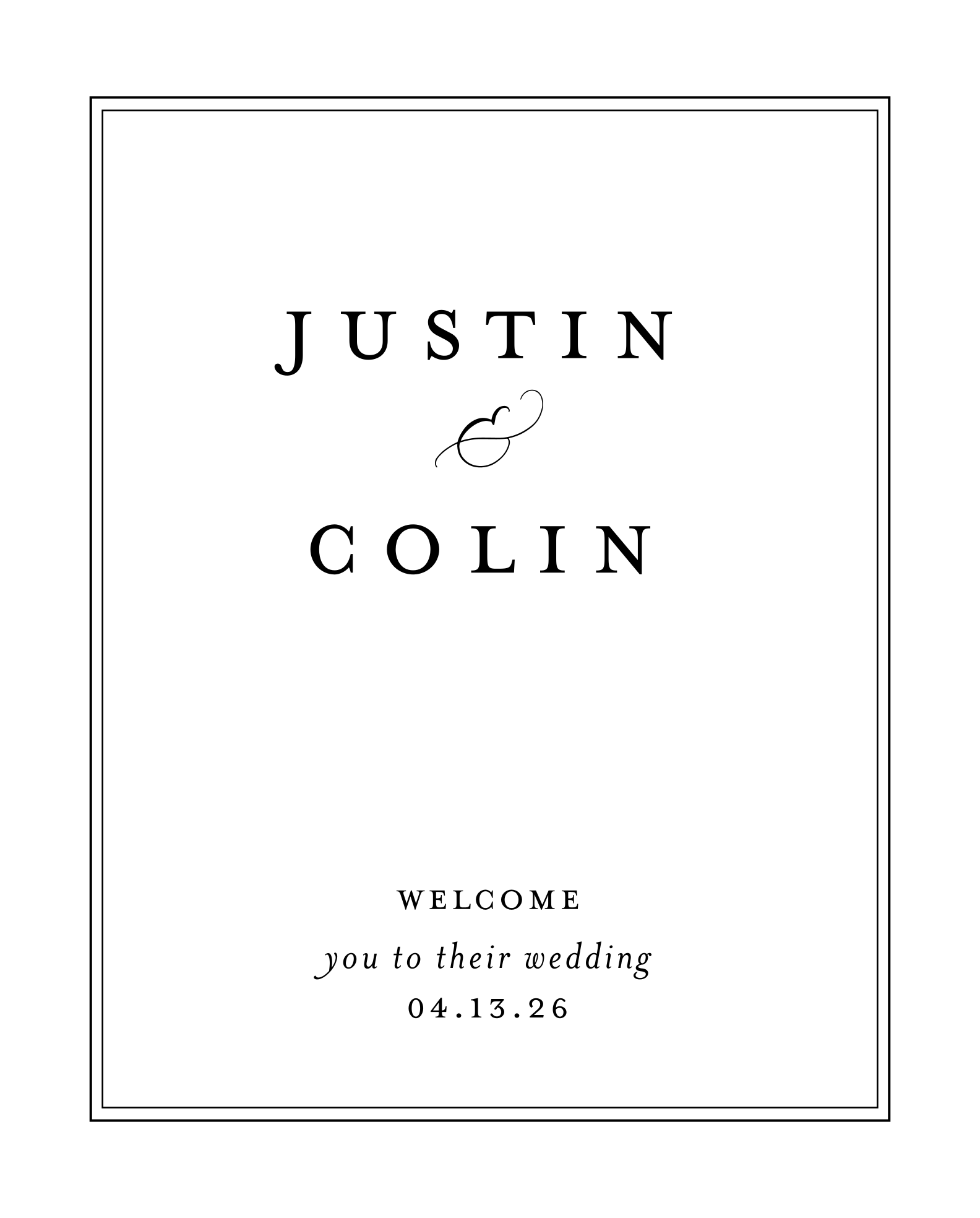 Classic Border Portrait | White | Zola Wedding Signs