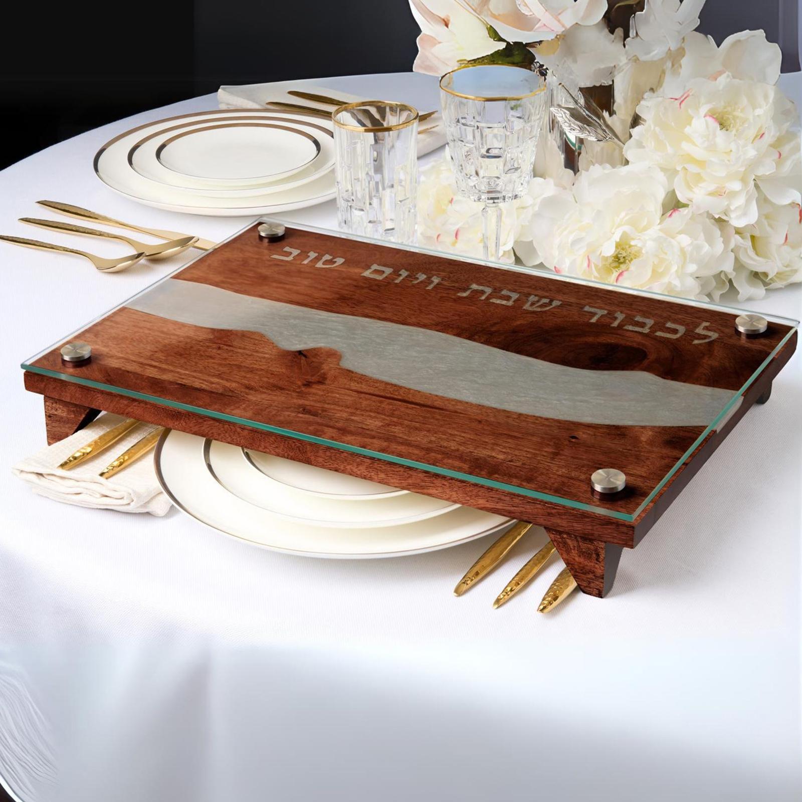 Godinger, Wood & Grey Resin Raised Challah Board - Zola