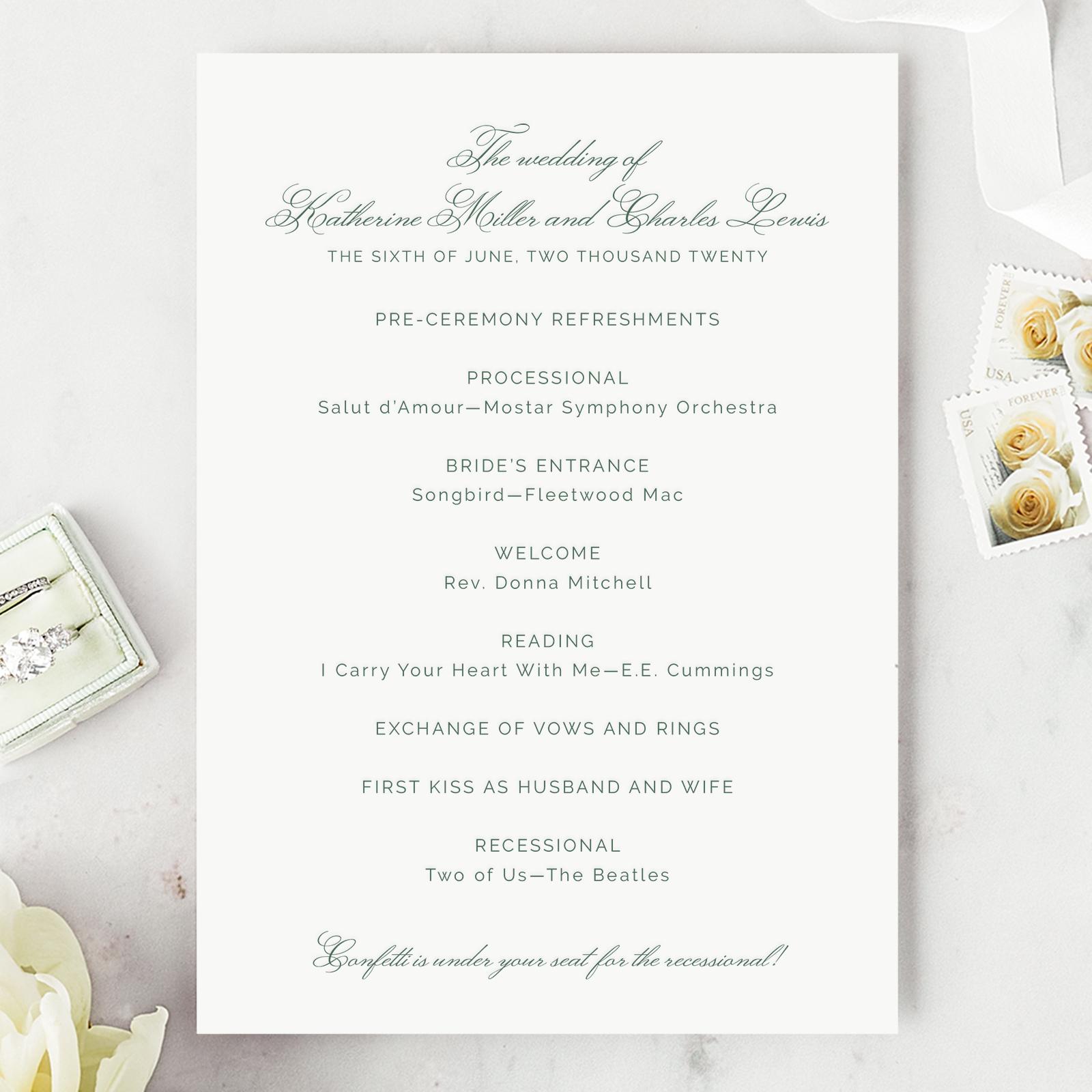 Zola Wedding Programs - Arthur Letterpress