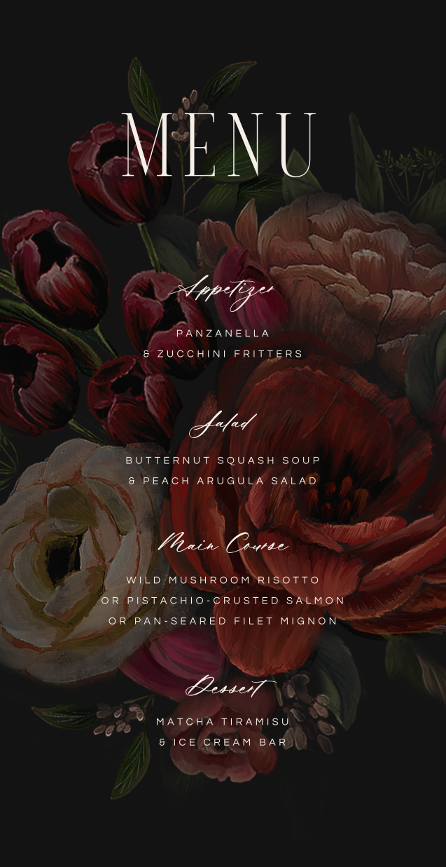 Malina | Black | Zola Wedding Menus